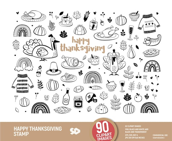 Thanksgiving Black And White Clipart