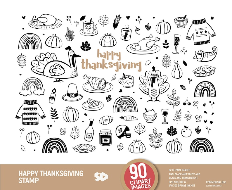 Happy Thanksgiving Clipart Bundle Fall Autumn Clip Art Turkey Food ...