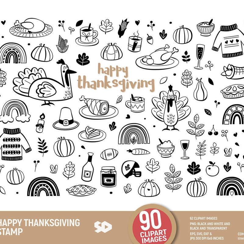 Thanksgiving Line Art - Etsy