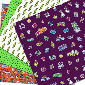 80's Style Digital Paper Pack, Retro Scrapbook Pages, Scrapbooking ...