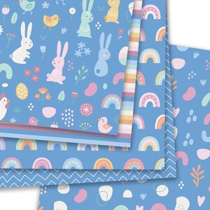 Easter Bloom Digital Paper, Bunny Scrapbook Pages, Pastel Floral ...