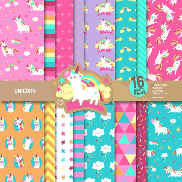 Unicorn Digital Paper - Etsy