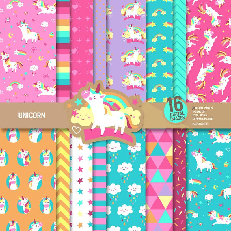 Unicorn Digital Paper - Etsy