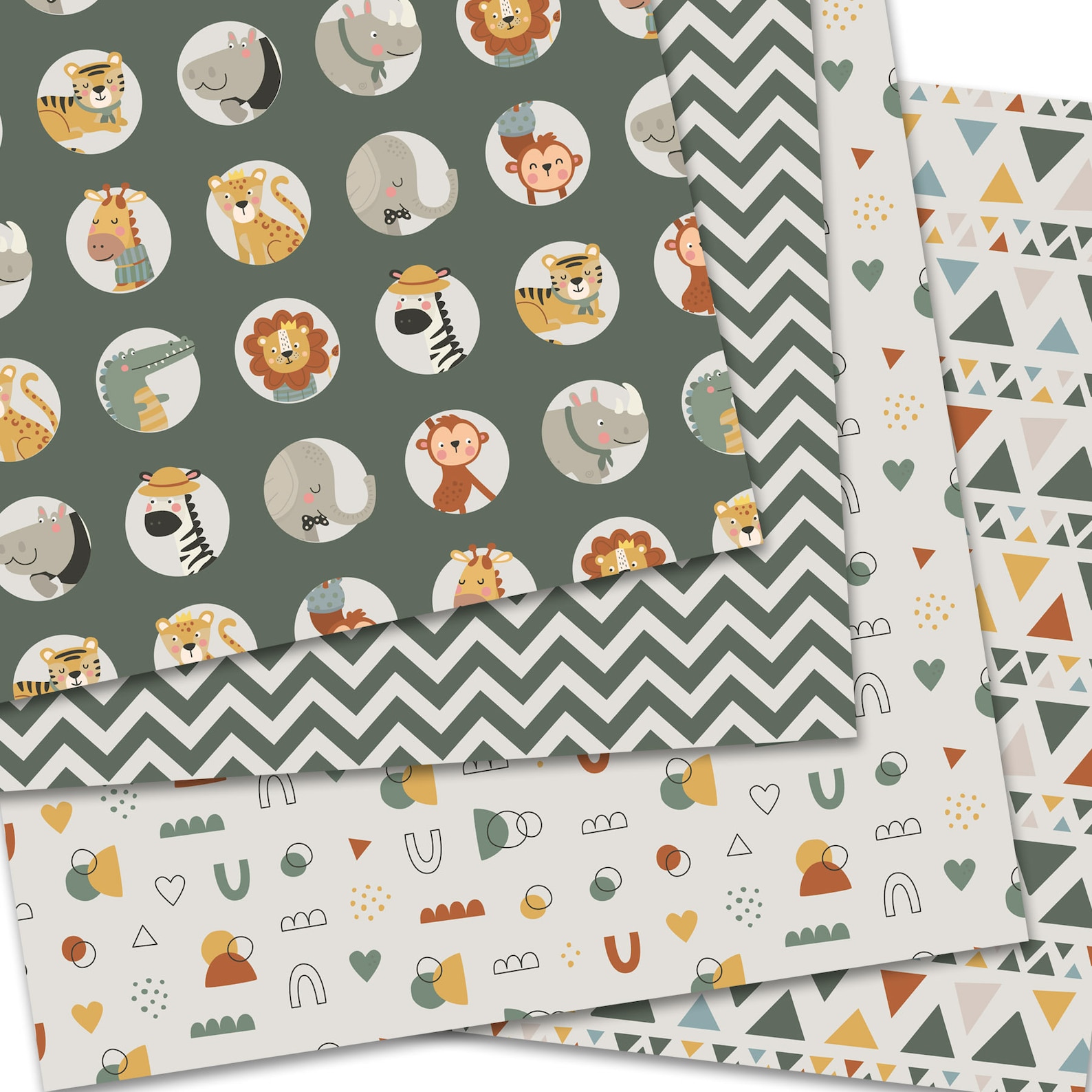 Safari Digital Paper Pack, Tribal Animal Scrapbook Pages, Boho Cute ...