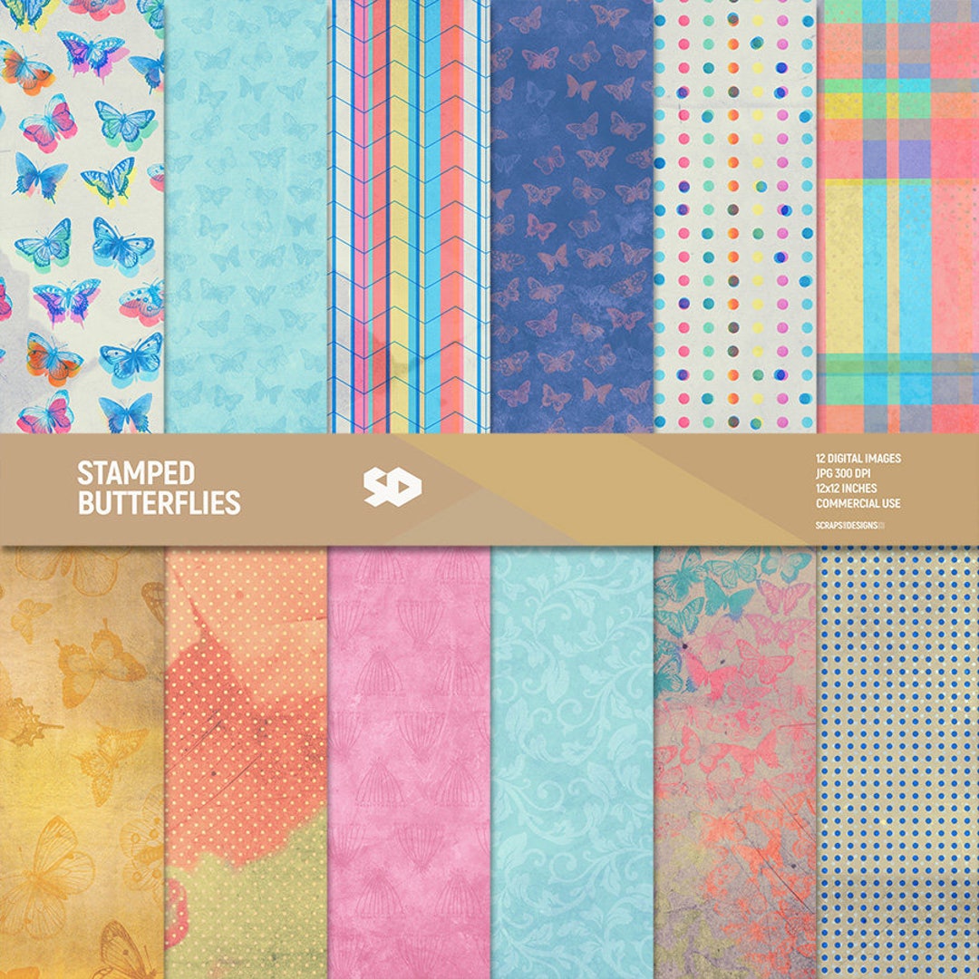 Butterflies Digital Scrapbooking Paper Pack, Butterfly Paper Set ...