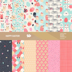 Easter Digital Paper Pack, Easter Scrapbook Pages, Patterns, Pastel ...