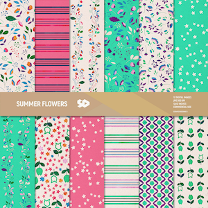Summer Flowers Digital Paper Pack. Floral Scrapbooking Pages, Summer ...