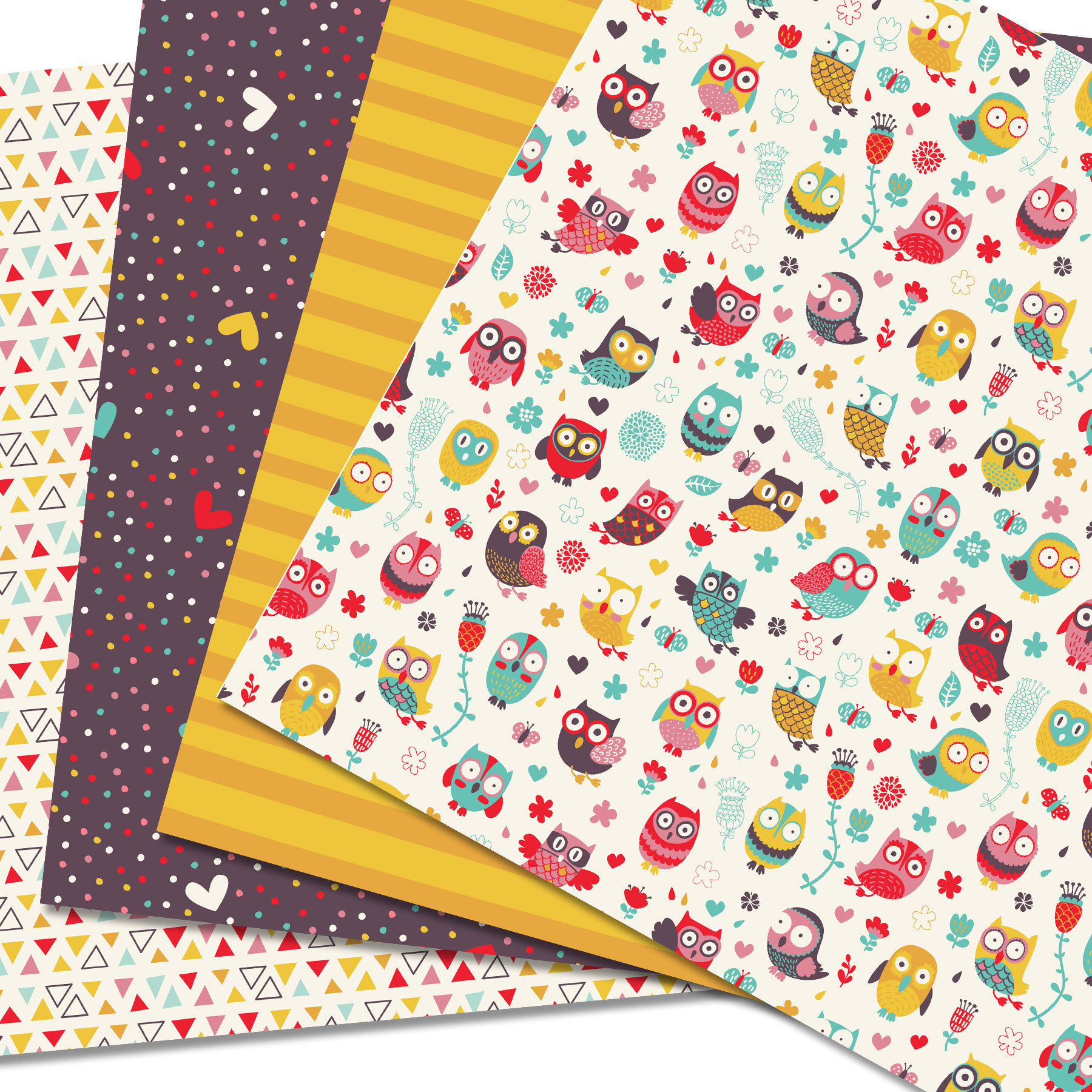 Happy Owls Digital Paper Pack Owl Scrapbook Pages Floral | Etsy