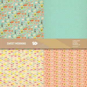 Sweet Morning Digital Paper Pack. Cupcakes Scrapbooking Chic. Vintage ...