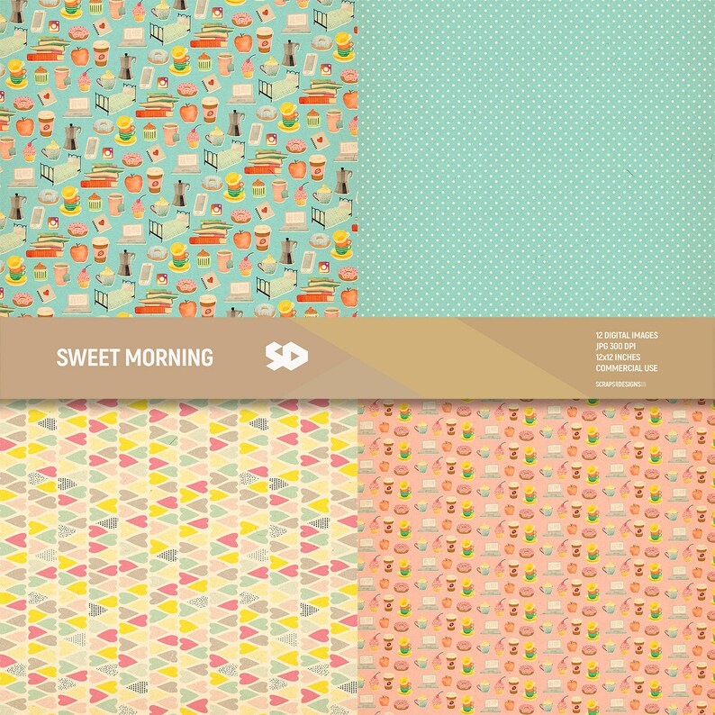 Sweet Morning Digital Paper Pack. Cupcakes Scrapbooking Chic. - Etsy
