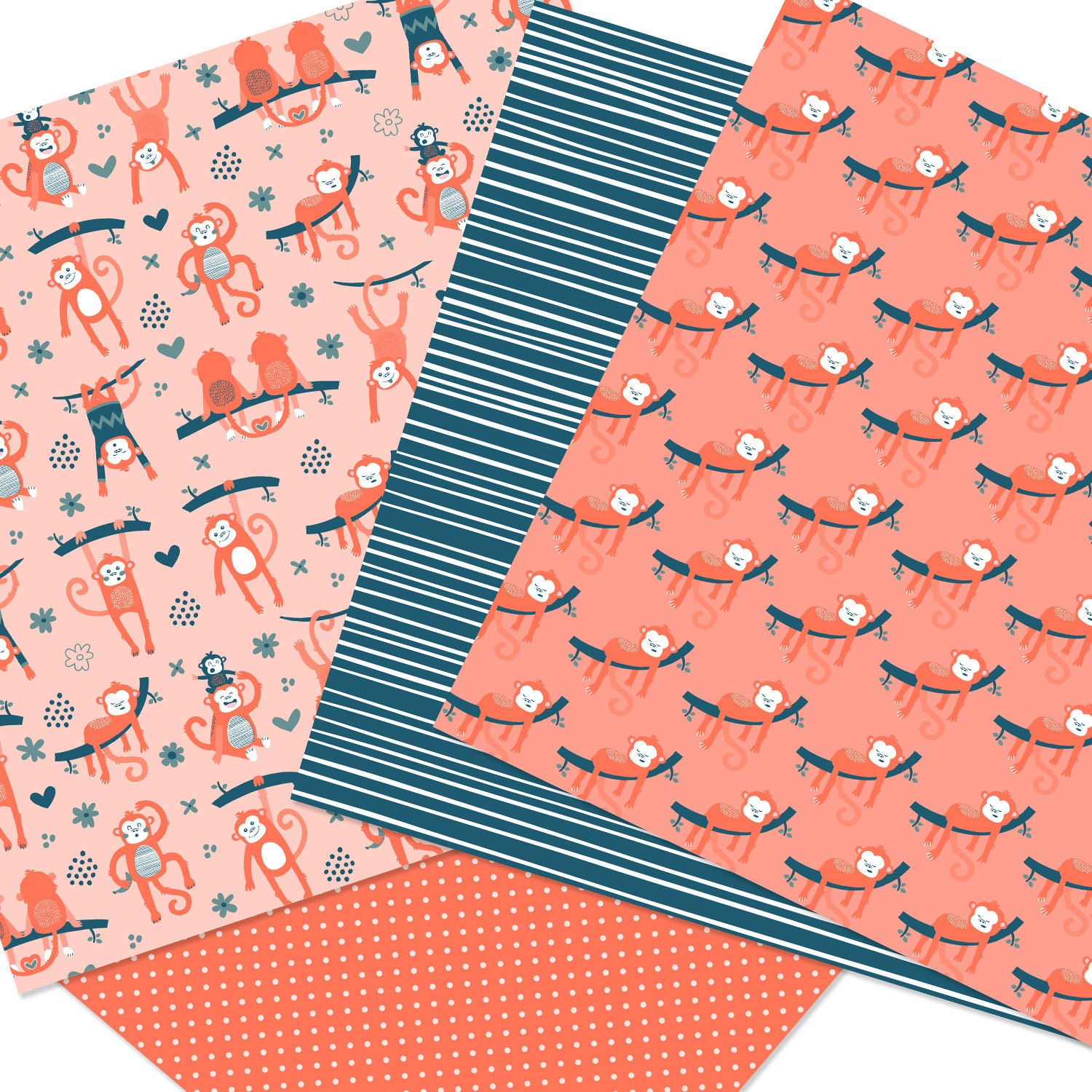 Monkey Digital Paper Pack Monkeys Scrapbook Pages Animal - Etsy