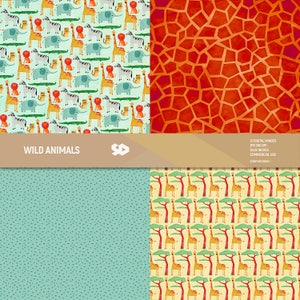 Wild Animals Digital Paper Pack. Watercolor. African Scrapbooking Pages ...