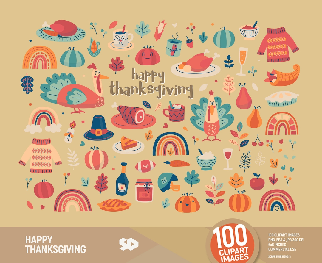 Happy Thanksgiving Clipart, Fall Autumn Warm Clip Art. Turkey ...