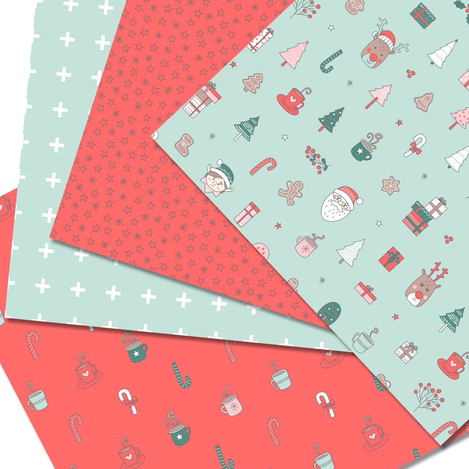 Warm Christmas Digital Paper Santa Scrapbook Pages Christmas | Etsy