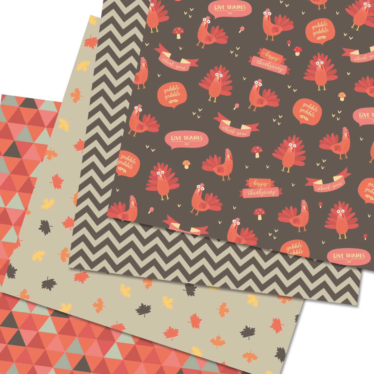 Thanksgiving Digital Paper Pack Fall Scrapbook Pages Thank | Etsy