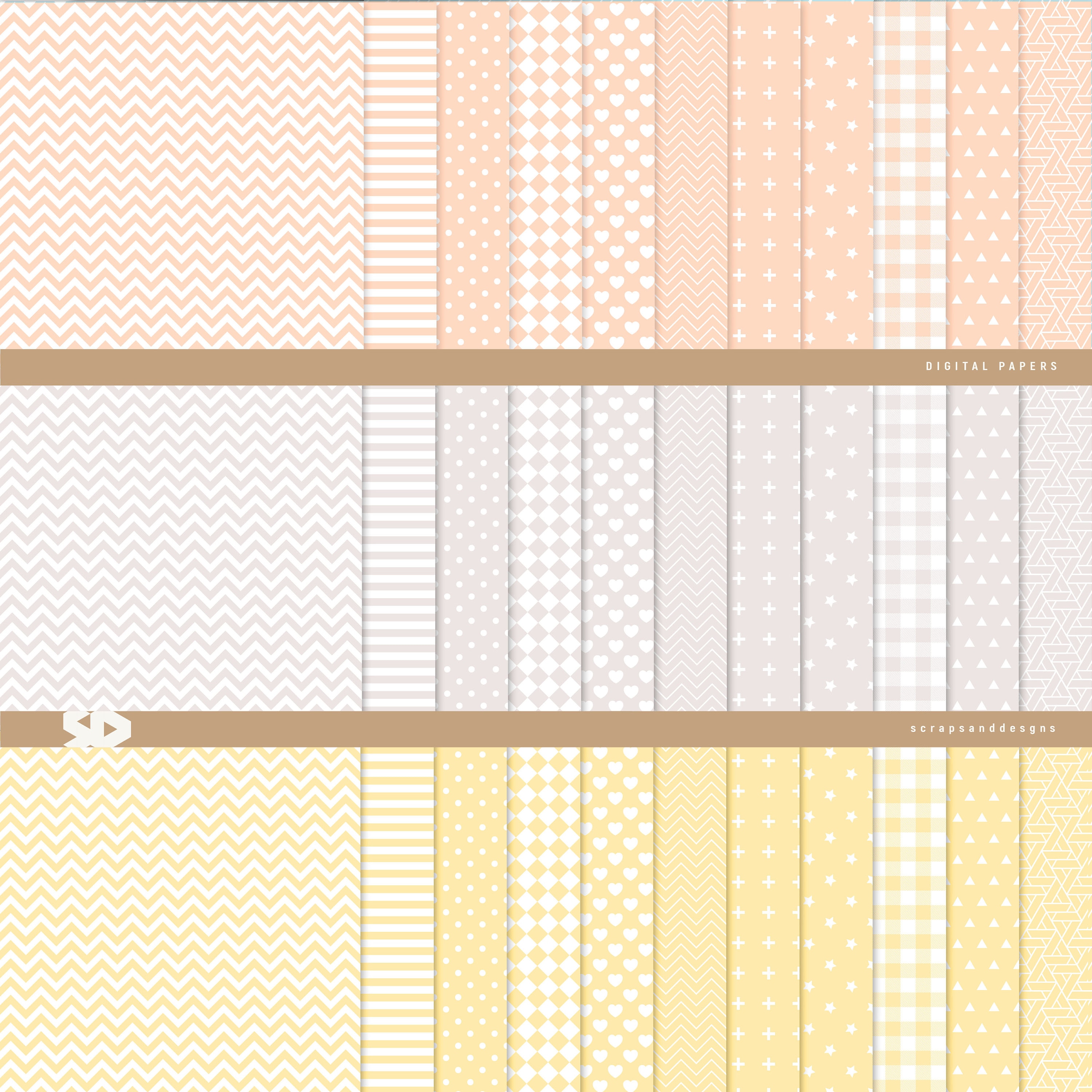 Essential Pastel Digital Paper Pack. 100 Papers. Patterns Scrapbooking ...