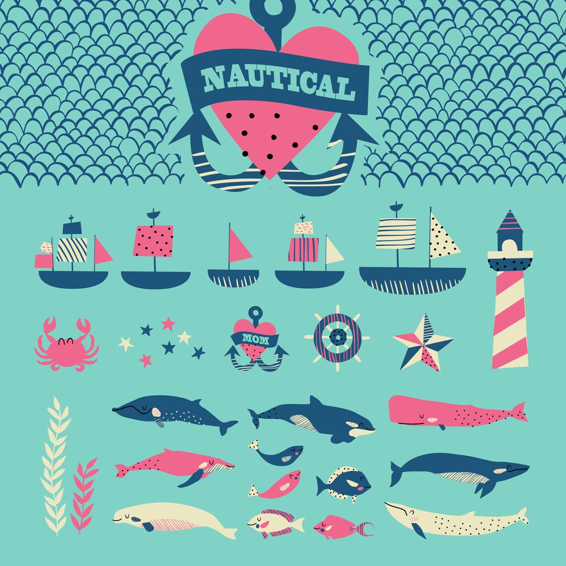 Nautical Digital Clipart. Sea Clip Art. Summer Beach Clipart. | Etsy