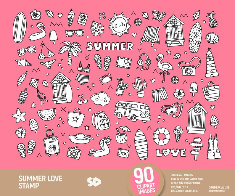 Summer Love Clipart Bundle Travel Holidays Clip Art Tropical - Etsy