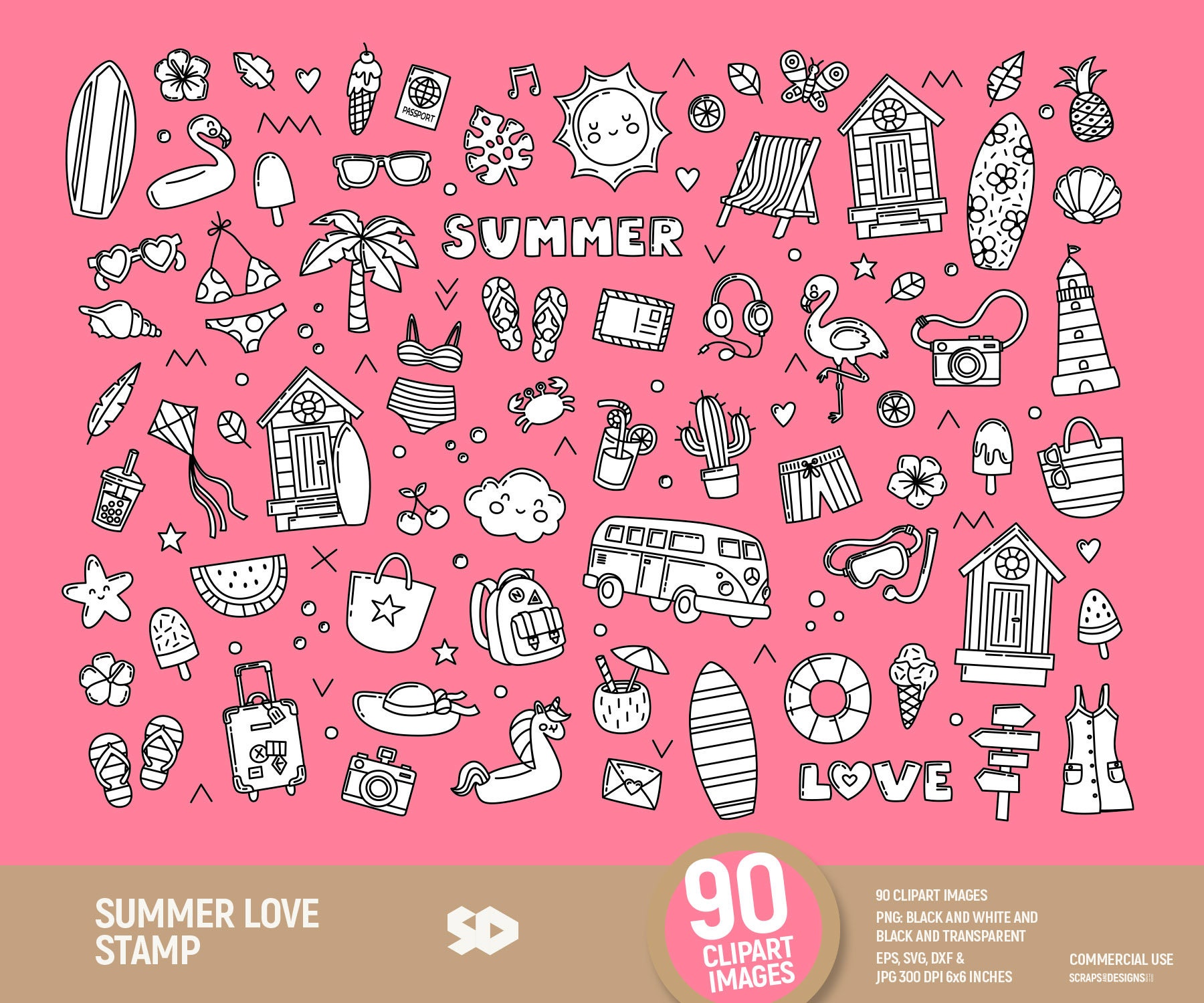 Summer Love Clipart Bundle Travel Holidays Clip Art Tropical | Etsy