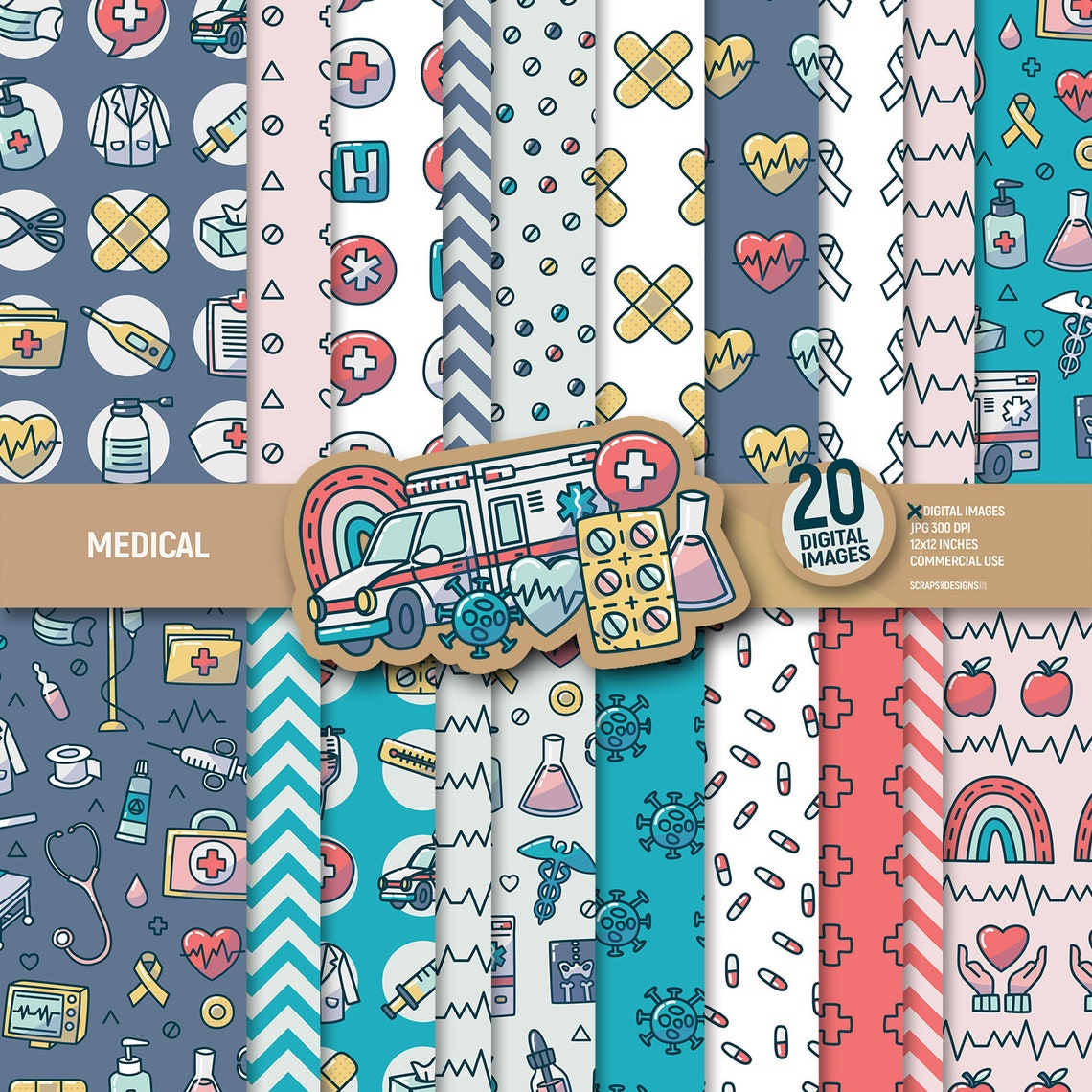 Medical Digital Paper. Doctor Nurse Scrapbooking Pages. Medicine ...