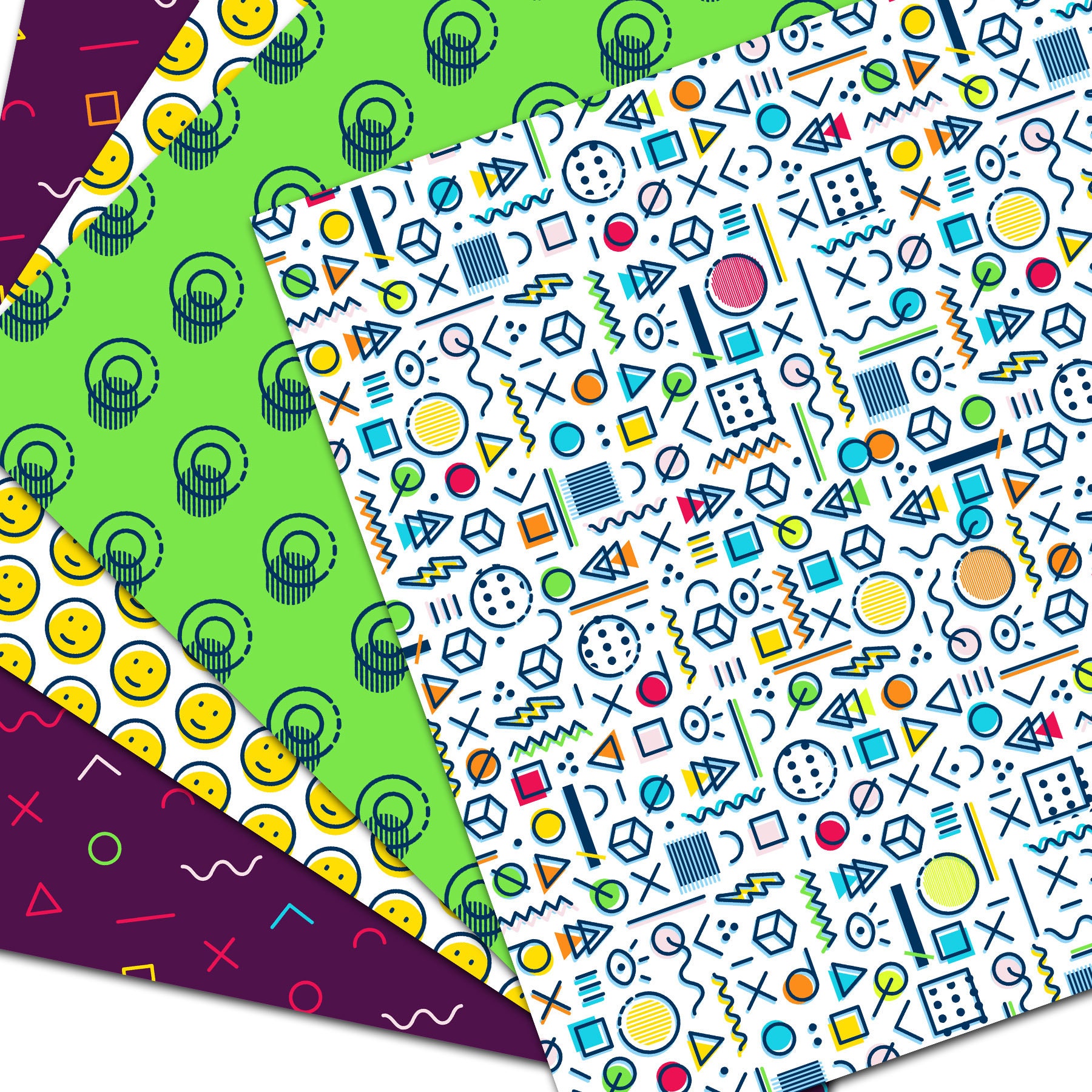 80's Style Digital Paper Pack Retro Scrapbook Pages | Etsy