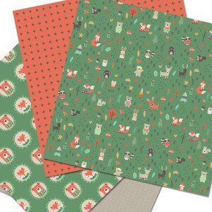Woodland Digital Paper Pack, Animals Scrapbook Pages, Forest Patterns ...