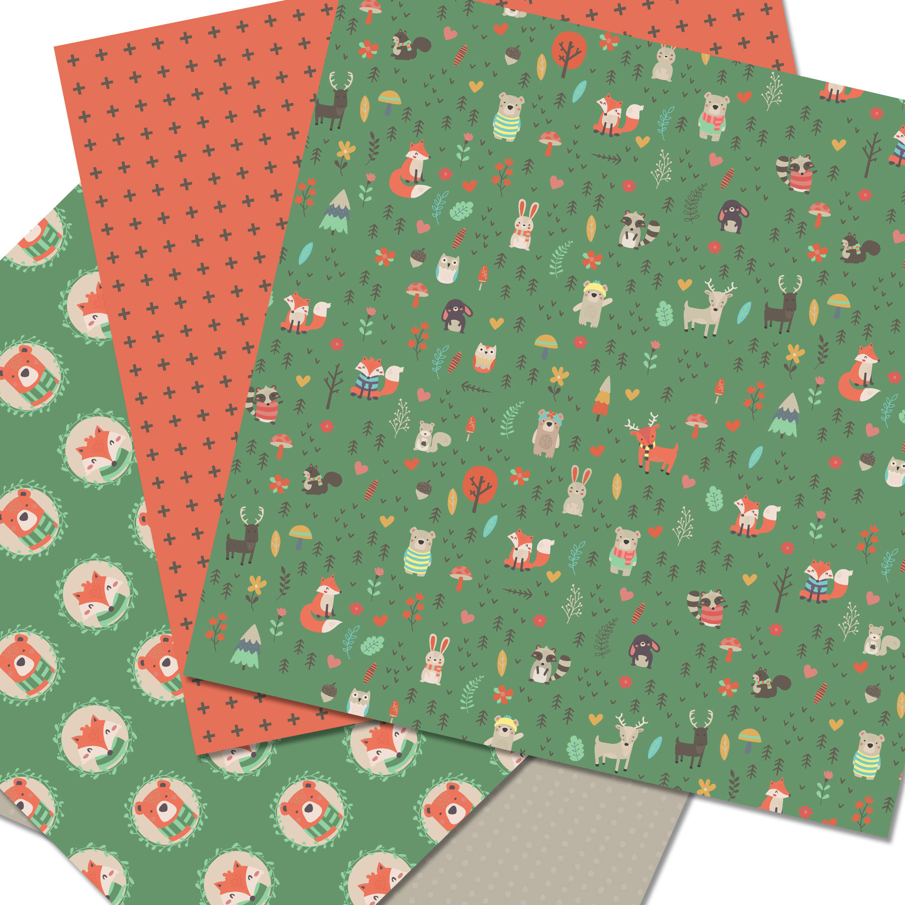 Woodland Digital Paper Pack Animals Scrapbook Pages Forest | Etsy