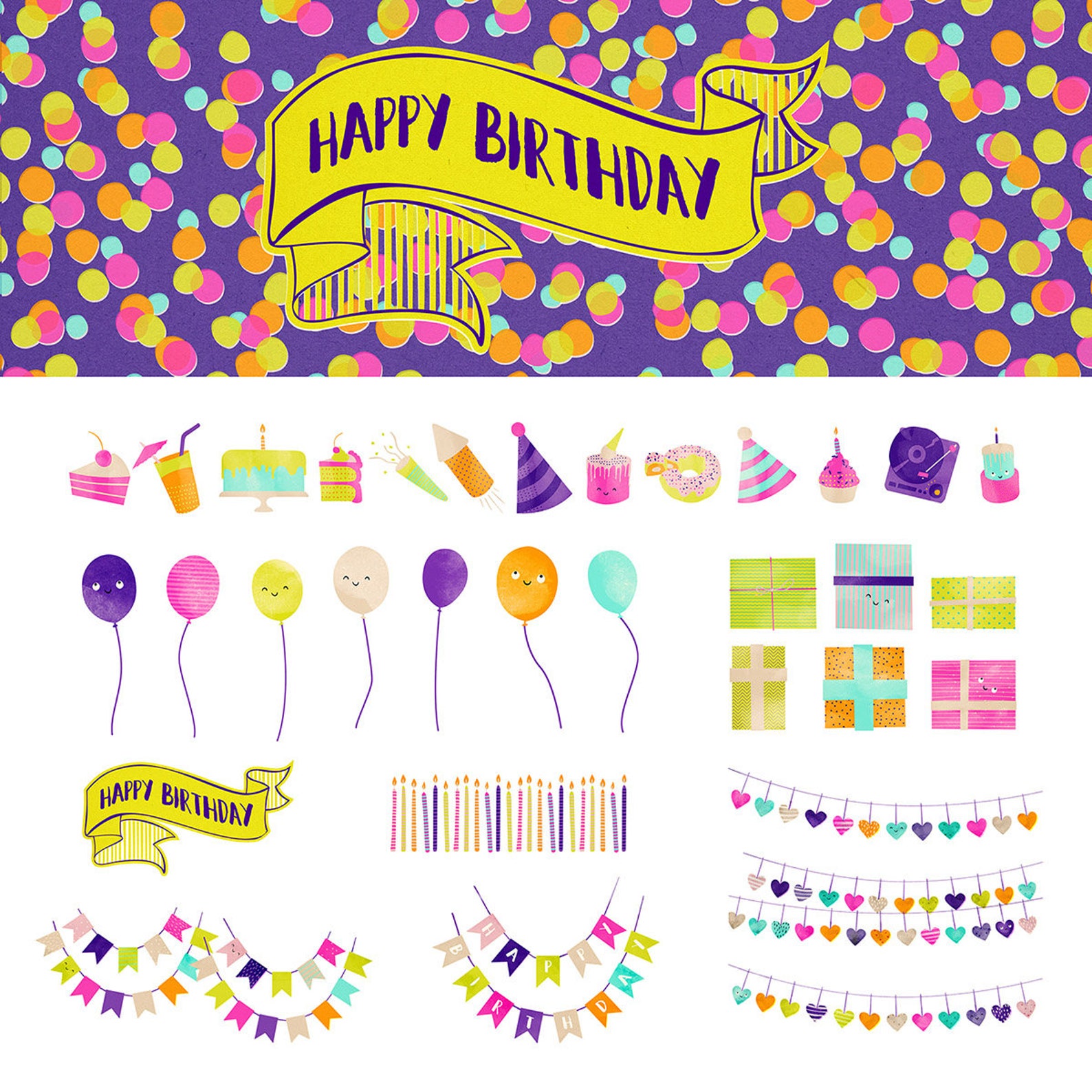 Party Digital Clipart. Birthday Clip Art. Anniversary Clipart ...