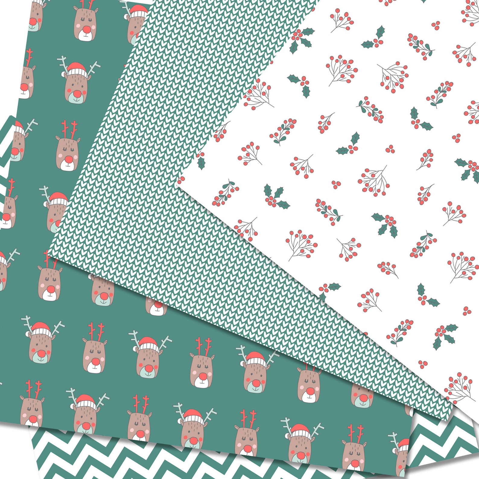 Warm Christmas Digital Paper Santa Scrapbook Pages Christmas | Etsy