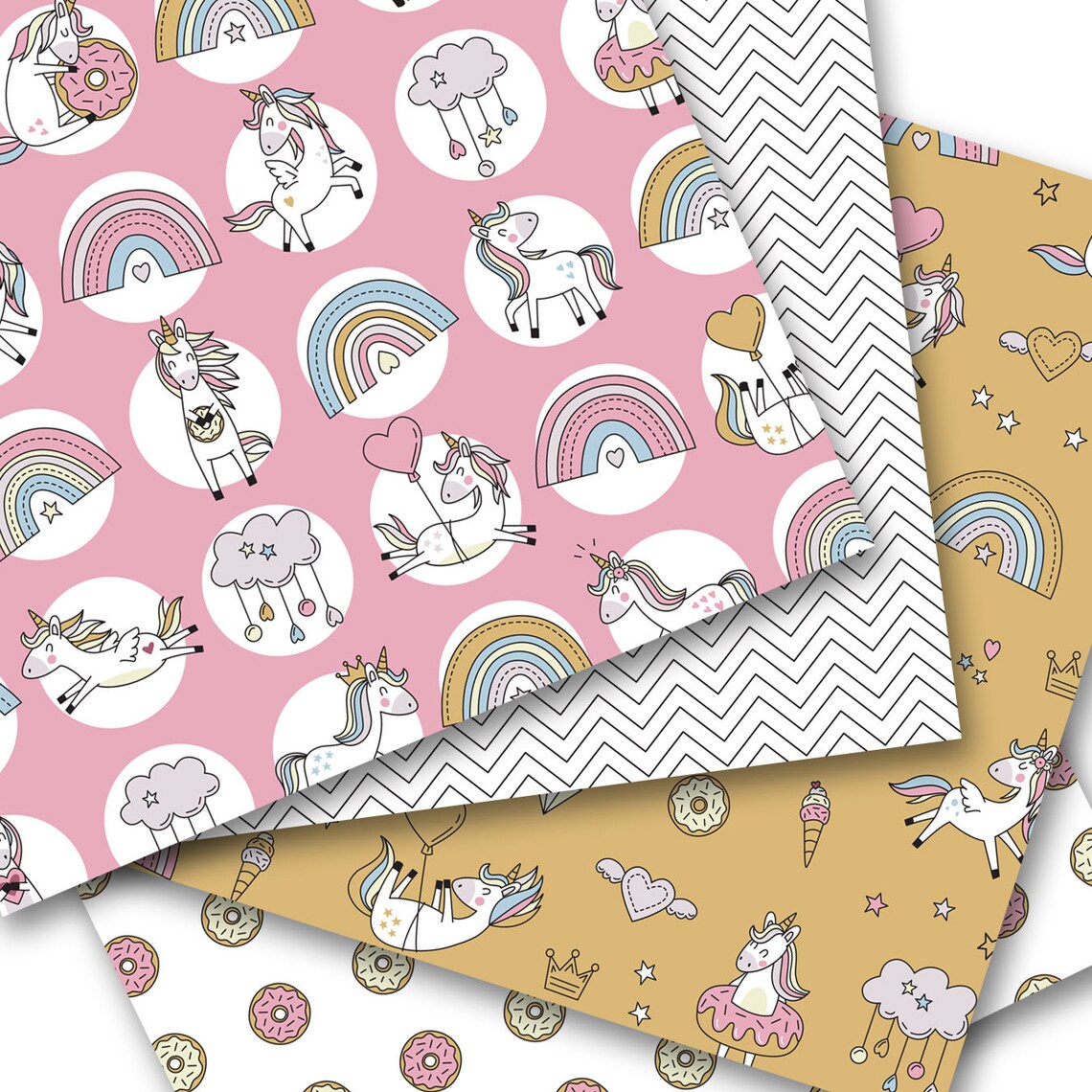 Sweet Unicorn Digital Paper Pack Rainbow Scrapbook Pages - Etsy