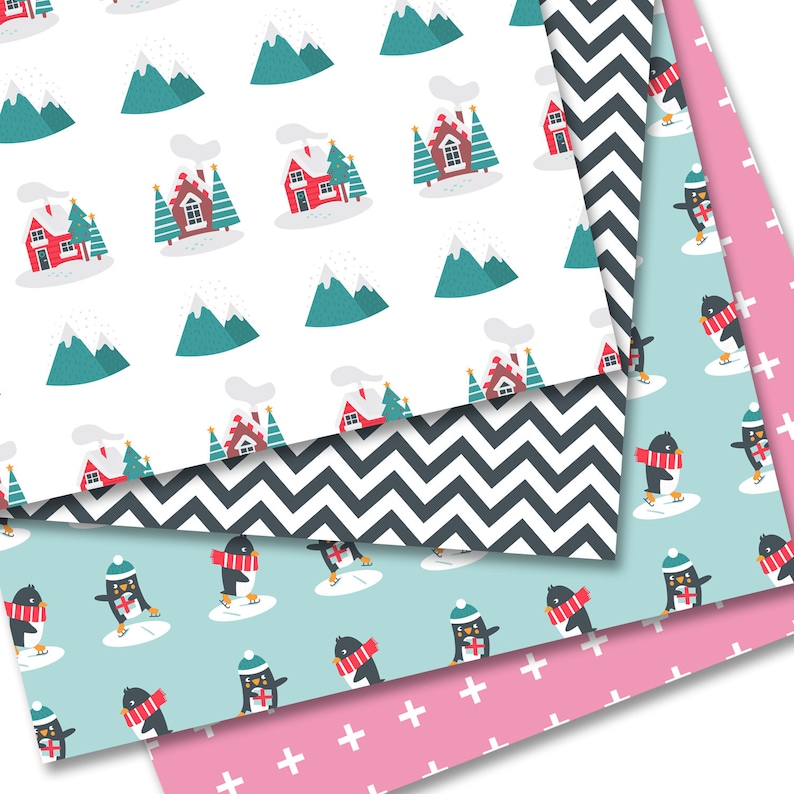 Winter Christmas Digital Paper Santa Scrapbook Pages | Etsy