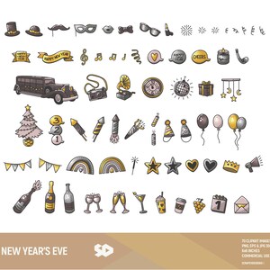 New Year's Eve Clipart, Christmas Clip Art. Happy New Years Draw ...