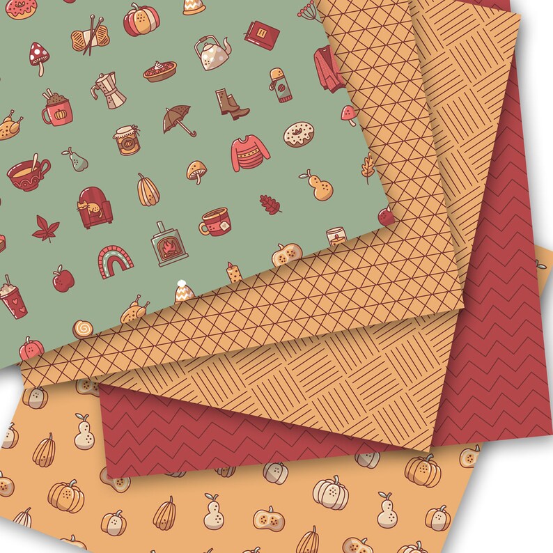 Cozy Autumn Digital Paper. Fall Scrapbooking Pages. Pumpkin - Etsy