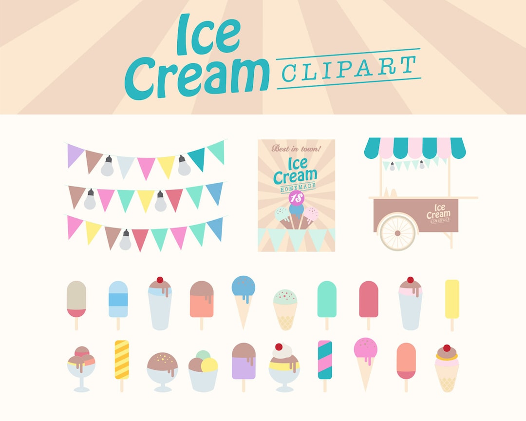 Ice-cream Digital Clipart. Summer Clip Art. Beach Planner Stickers ...