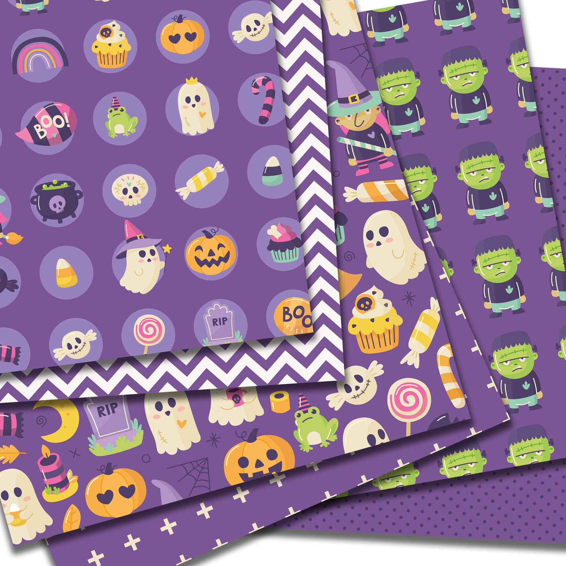 Cute Halloween Digital Paper. Ghost Scrapbooking Pages, Autumn ...