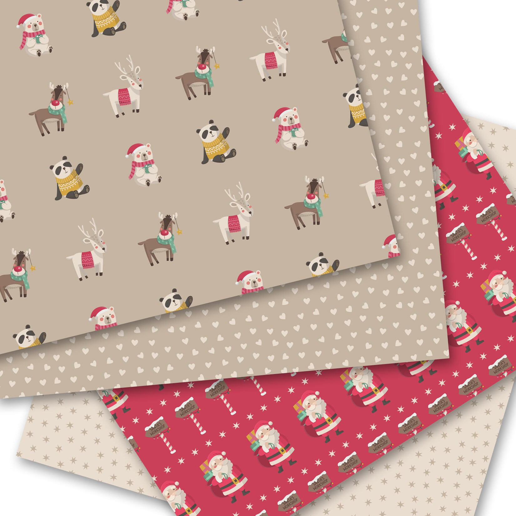 Woodland Christmas Digital Paper Santa Scrapbook Pages - Etsy