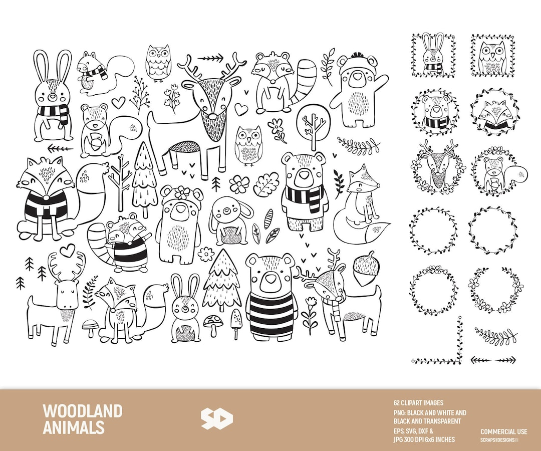Woodland Animals Clipart Bundle, Forest Clip Art Digital Stamp, Animals ...