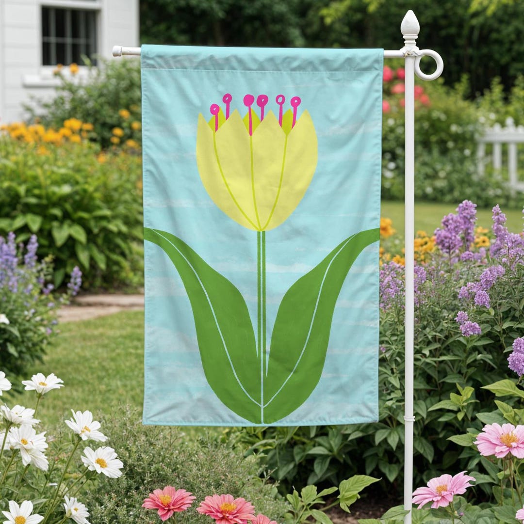 Spring Tulip Garden Flag, Easter Flower House Flag, Colorful Boho ...