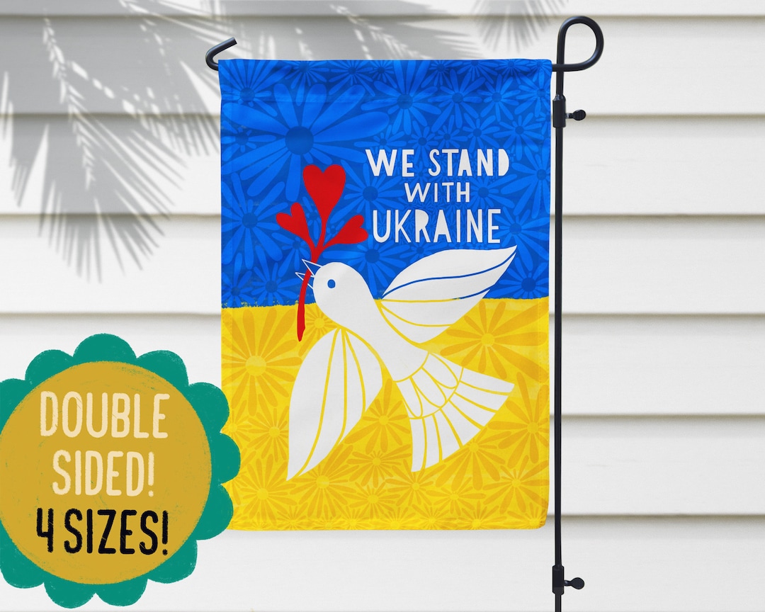We Stand With Ukraine Garden Flag, Peace Dove Ukrainian House Flag ...