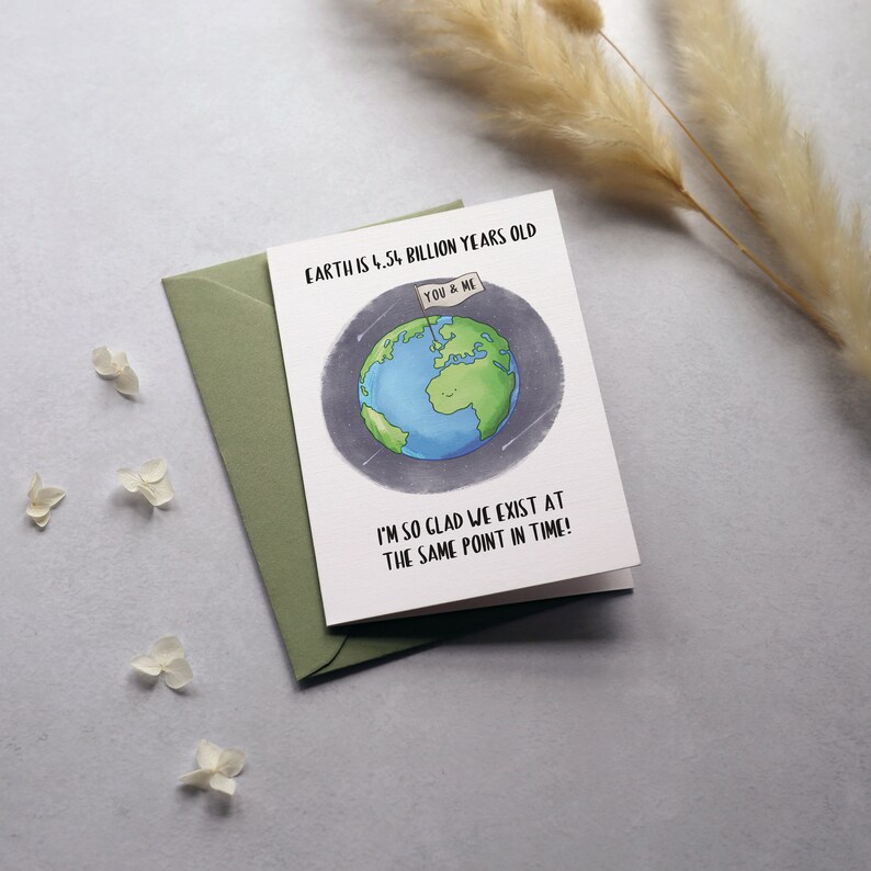 Anniversary Love Card Earth Space Card Cute Science Galaxy Nerd ...