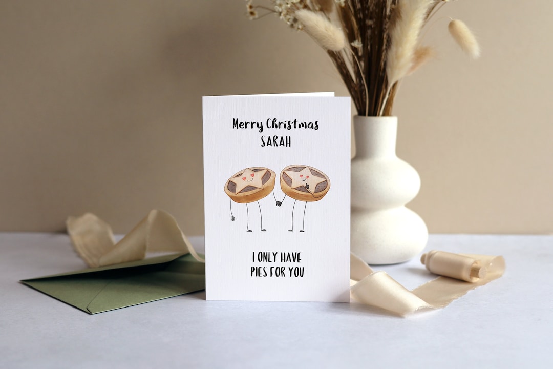 Mince Pies Christmas Card Love Personalised Names Card Cute Funny Pun ...