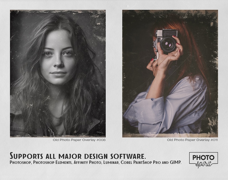 Old Photo Paper Effect Overlays: Vintage Photoshop Actions (JPG, ATN ...