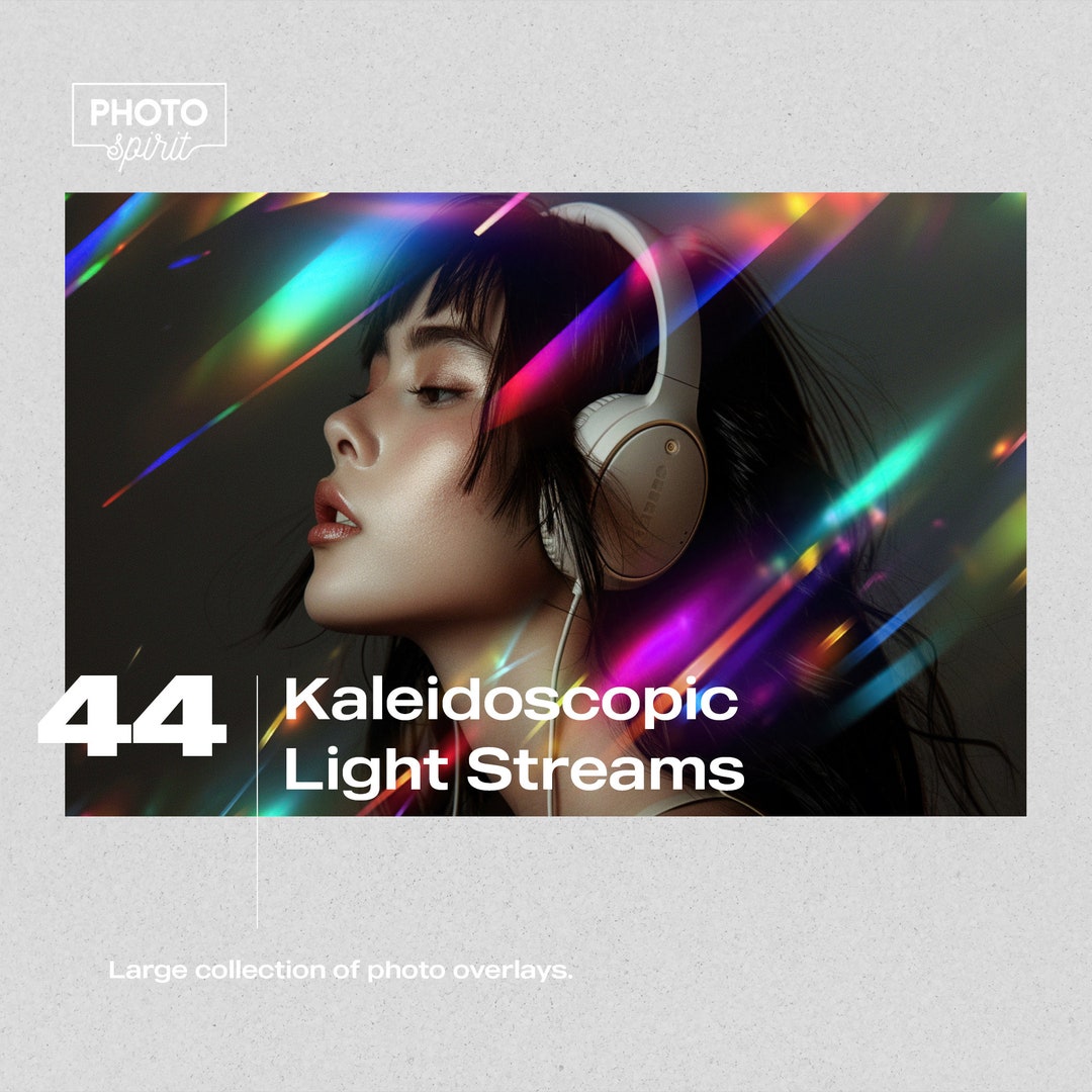 Kaleidoscopic Light Streams Photo Overlays – Vibrant, Mesmerizing Light ...
