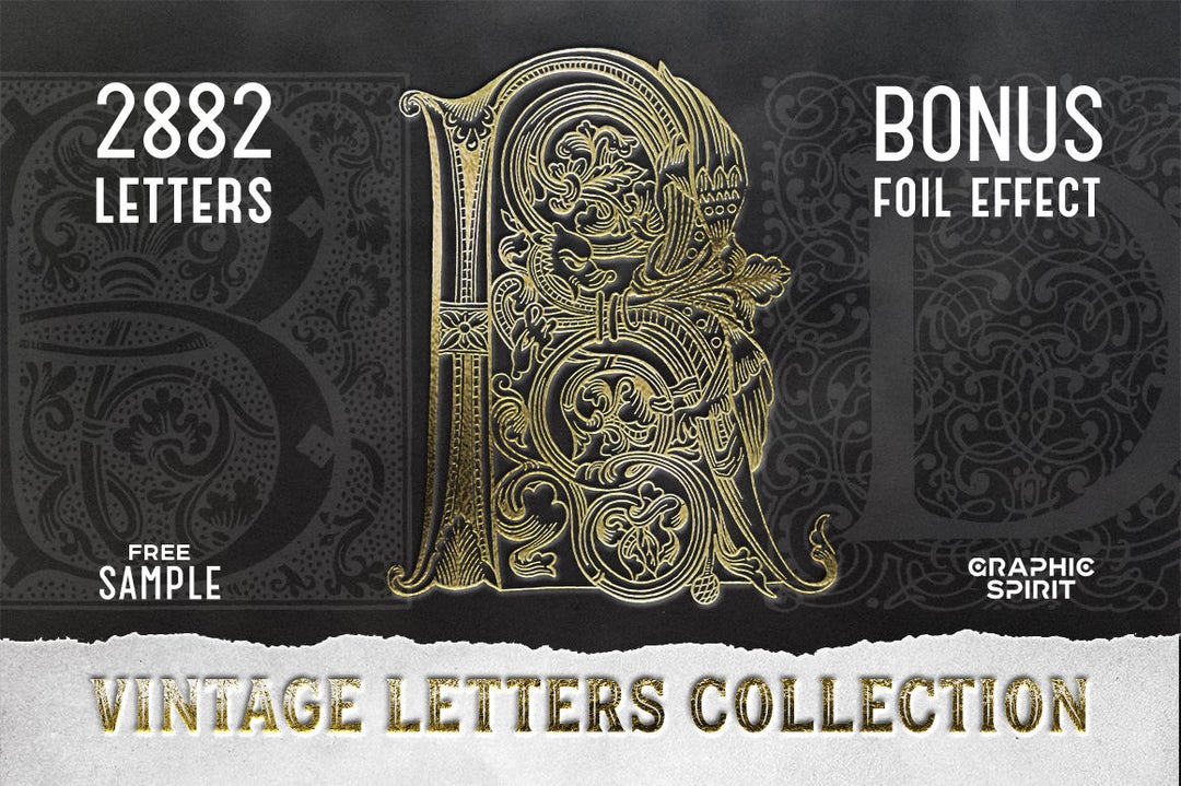 VINTAGE Monograms LETTERS Vector Book Alphabet Fonts, Png, Eps, Retro ...