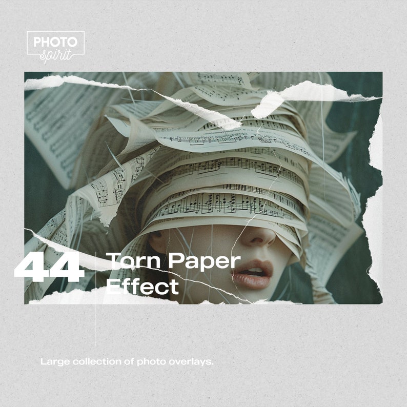 Torn Paper Effect Photo Overlays: Vintage Texture (JPG, ATN, PDF) - Etsy