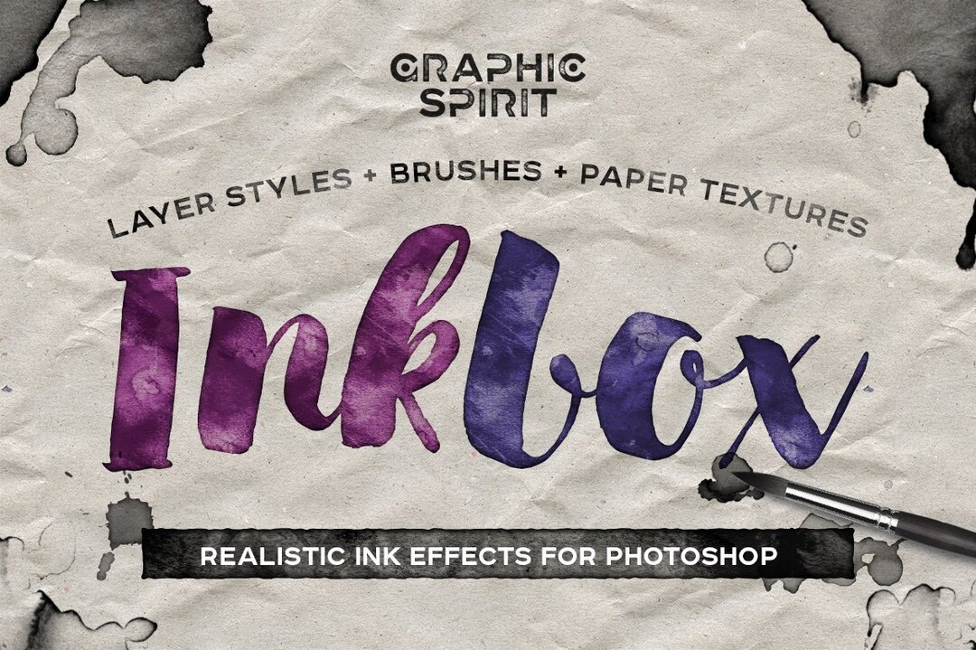 Realistic Ink Effects for Photoshop: Ink Blots, Paper Textures - Etsy