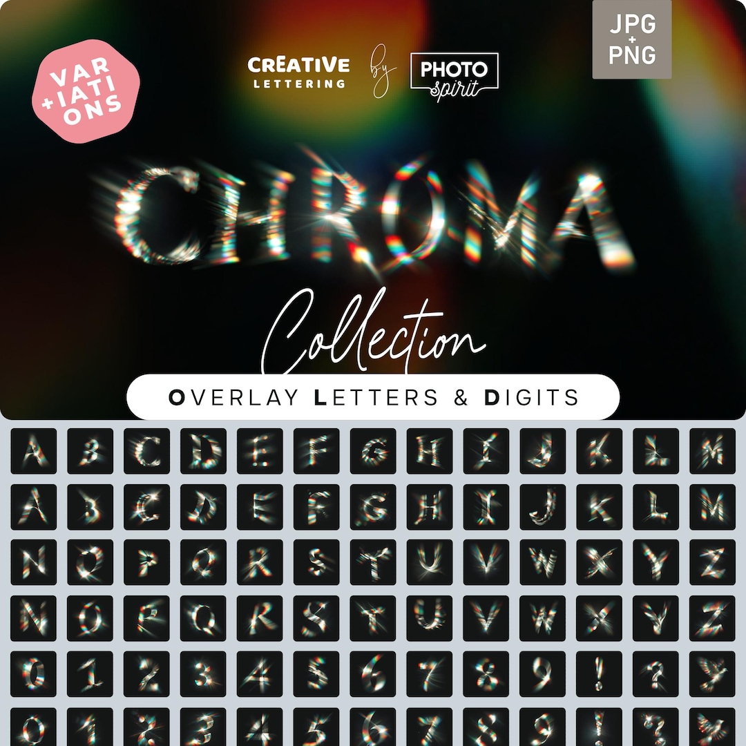 Chroma Light Letter Overlays PNG and JPEG - Vibrant Gradient Alphabet ...