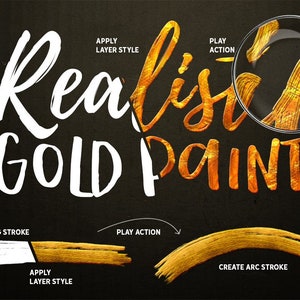 TOOLKIT Gold Paint Effect for Adobe Photoshop - Gold Embossed Effect ...