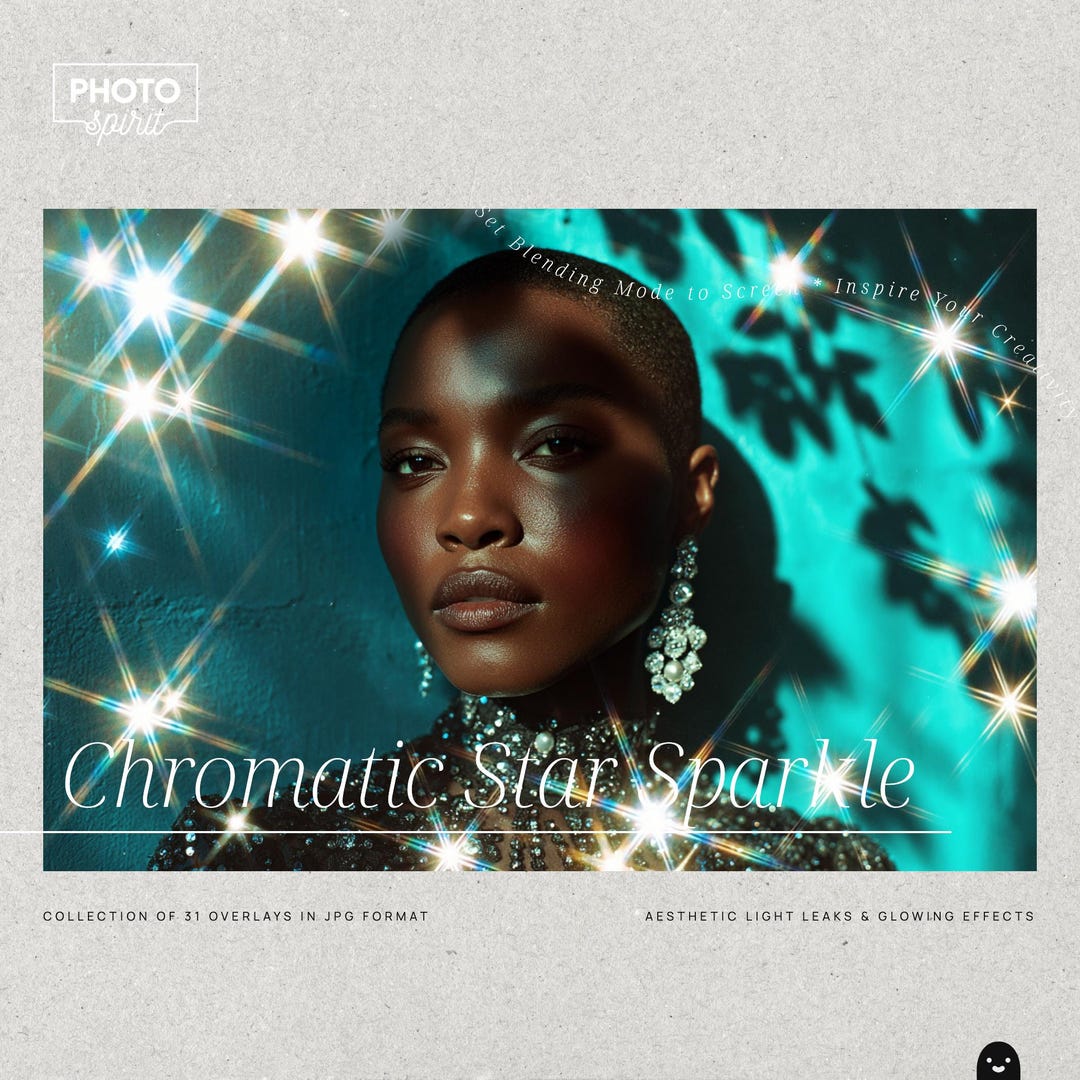 Chromatic Star Sparkle Overlays: Photo Editing Graphic Design (31 JPG ...