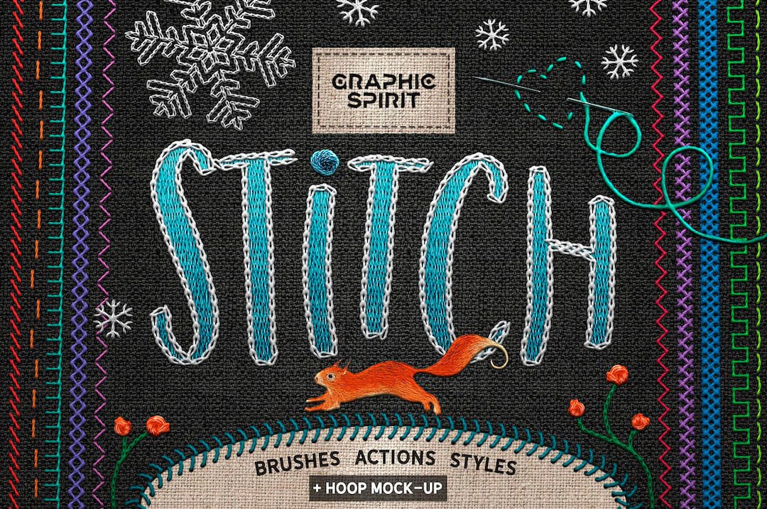 Stitch Photoshop Toolkit: Brushes, Actions, Styles & Hoop Mockups - Etsy